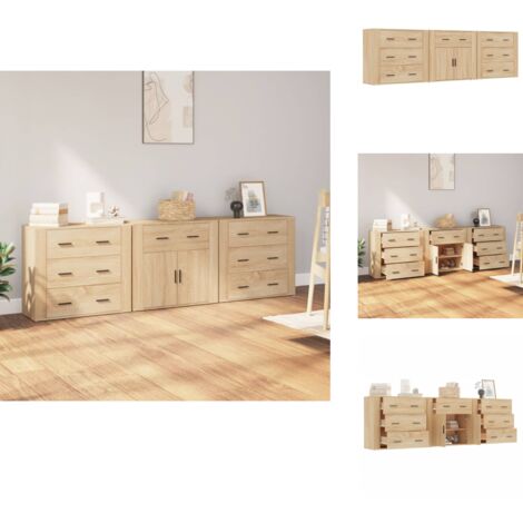 Buffets 3 pcs Chêne sonoma Bois d'ingénierie - Buffet Classique ...