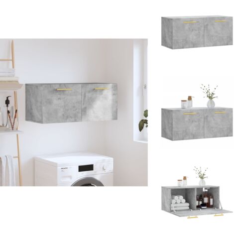 Armoire murale gris béton 80x36,5x35 cm bois d'ingénierie - Armoire ...