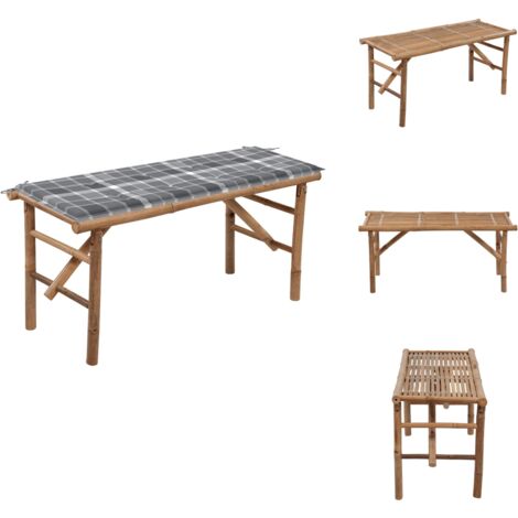 Banc de jardin pliable avec coussin 118 cm Bambou - Banc De Jardin ...