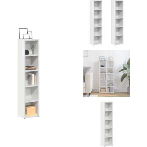 Armoires à CD 2 pcs Blanc brillant 21x16x93,5 cm - Meuble TV ...