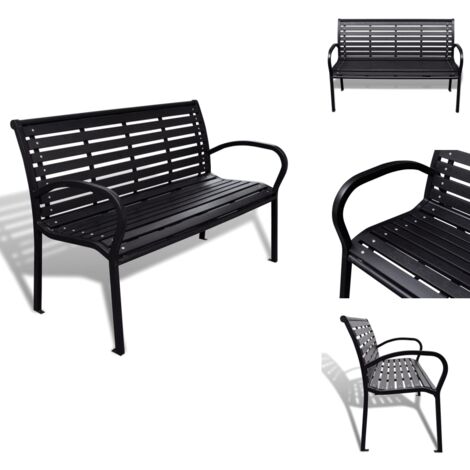 Banc de jardin 125 cm acier et WPC noir - Banc De Jardin - Mobilier De ...