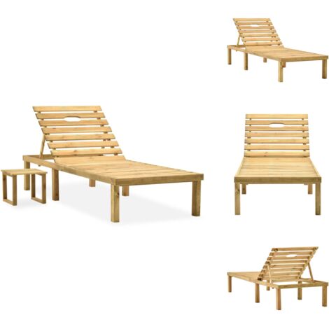 Chaise longue de jardin avec table Bois de pin imprégné - Chaise Longue ...