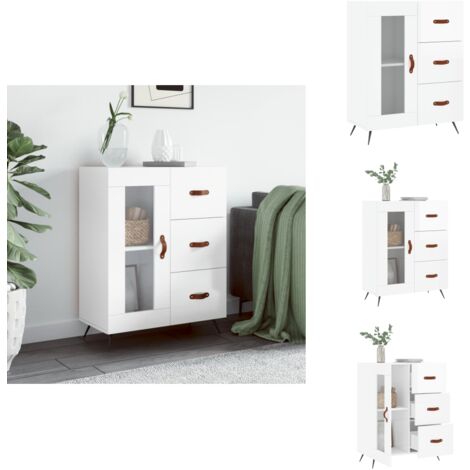 Buffet Blanc brillant 69,5x34x90 cm Bois d'ingénierie - Buffet - Meuble ...