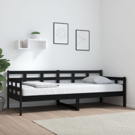 Lit invité modulable bois de pin noir 80x200 cm lit de jour pour studio ...