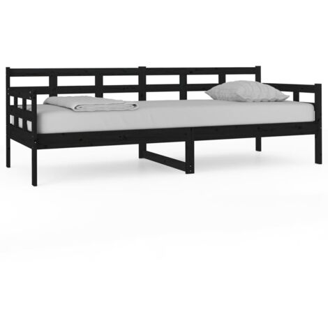 Lit invité modulable bois de pin noir 80x200 cm lit de jour pour studio ...
