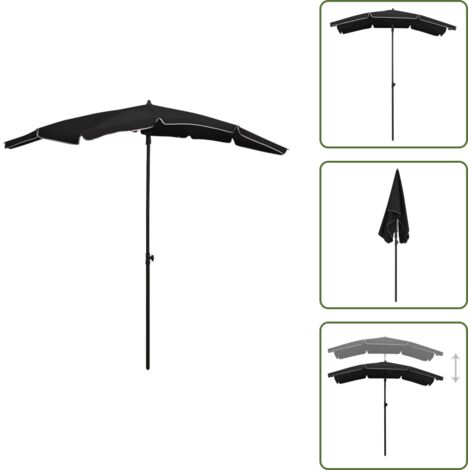Parasol de jardin avec mât 200x130 cm noir - Parasol De Jardin ...