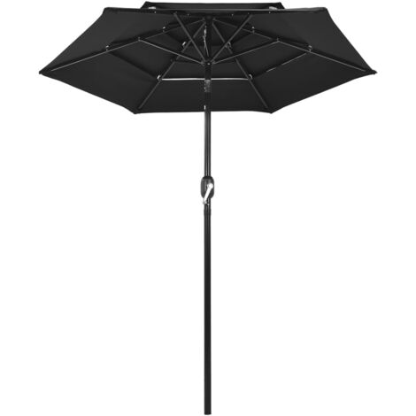 Parasol de jardin à 3 niveaux avec mât en aluminium noir - Parasol De ...