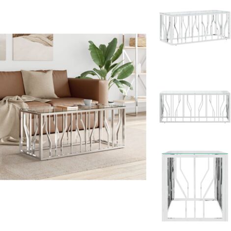 Table basse 110x45x45 cm acier inoxydable et verre - Table Basse ...