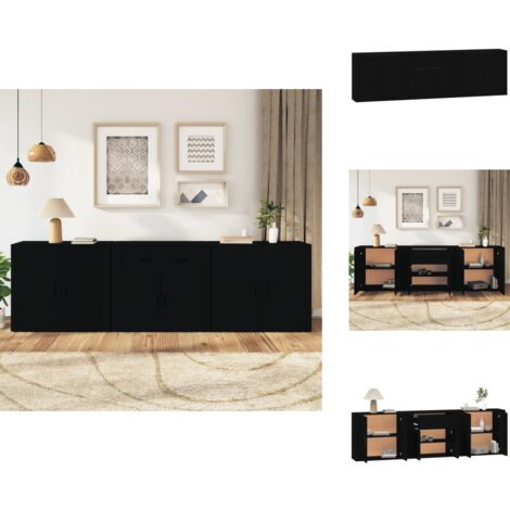 Buffets 3 pcs noir bois d'ingénierie - Buffet Classique - Meuble De ...
