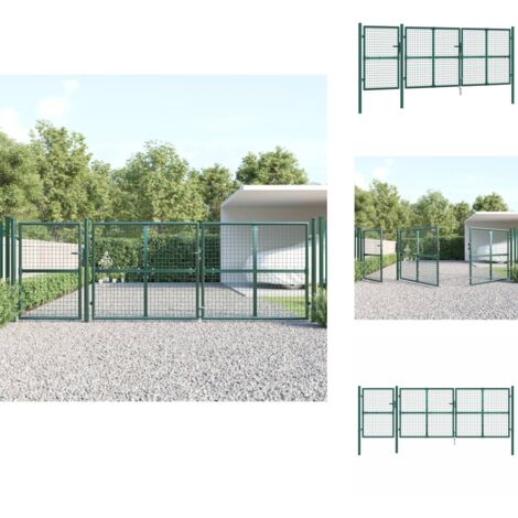 Portal de jardin maille vert 400x175 cm acier galvanisé - Portail De ...