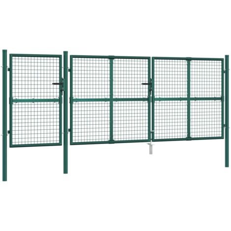 Portal de jardin maille vert 400x175 cm acier galvanisé - Portail De ...