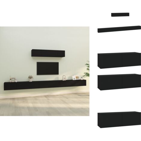 Ensemble de meubles TV 6 pcs Noir Bois d'ingénierie - Meuble Tv ...