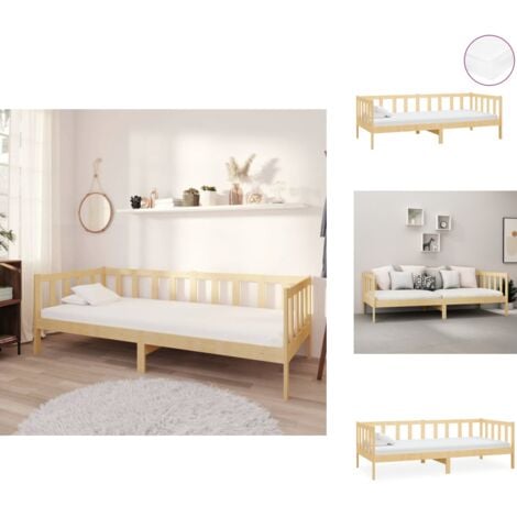 Lit de repos avec matelas 90x200 cm Bois de pin massif - Canapé Lit ...