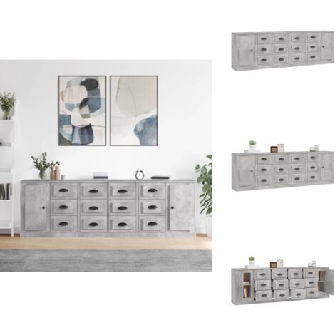 Buffets 3 pcs gris béton bois d'ingénierie - Buffet Classique - Meuble ...