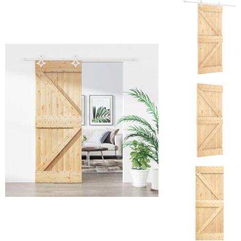 Porte coulissante et kit de quincaillerie 80x210 cm pin massif - Portes ...