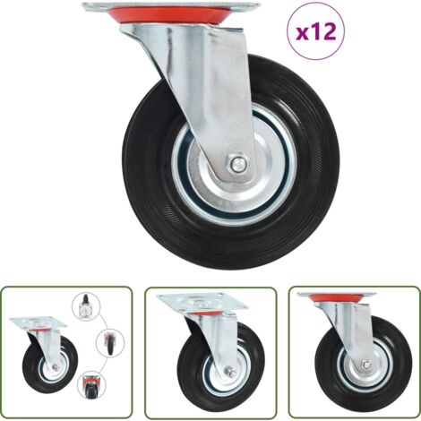 The Living Store 12 pcs Roulettes pivotantes 125 mm - Roulettes ...