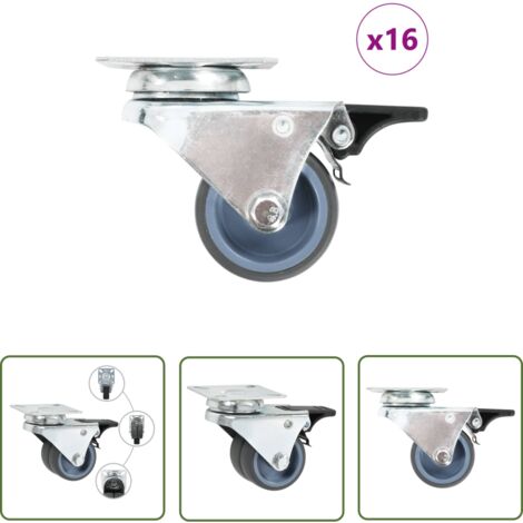 The Living Store 16 pcs Roulettes pivotantes doubles 50 mm - Roulettes ...