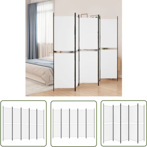 The Living Store Cloison de séparation 5 panneaux Blanc 250x180 cm ...