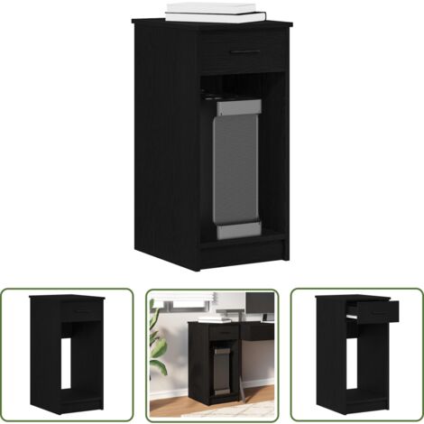 vidaXL Support de tour d'ordinateur avec tiroir noir 35x45x77 cm