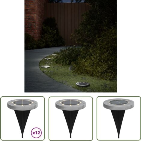 The Living Store Lampes solaires de sol et piquets de sol extérieur 12 ...