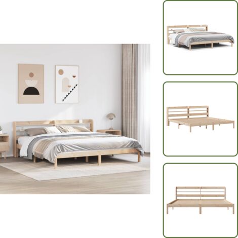 Lit double en bois massif 180x200 cm structure de lit adulte pin ...