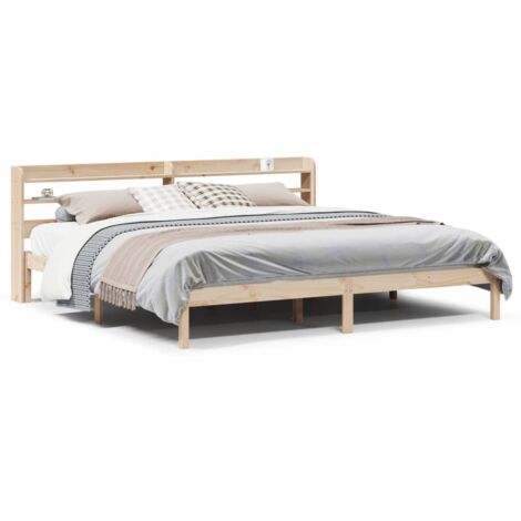 Lit double en bois massif 180x200 cm structure de lit adulte pin ...