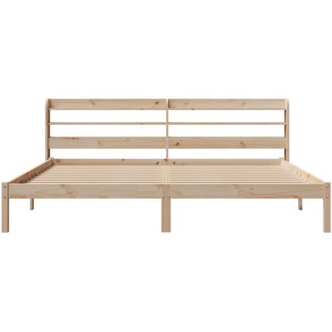 Lit double en bois massif 180x200 cm structure de lit adulte pin ...