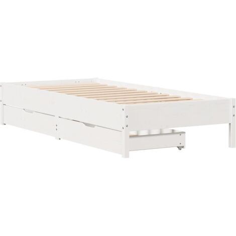 Lit simple en bois de pin blanc 75x190 cm vidaXL structure de couchage ...