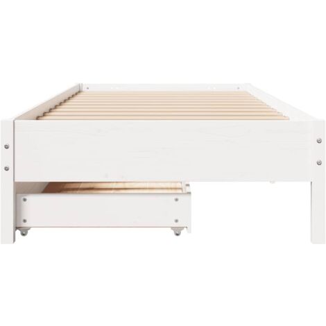 Lit simple en bois de pin blanc 75x190 cm vidaXL structure de couchage ...
