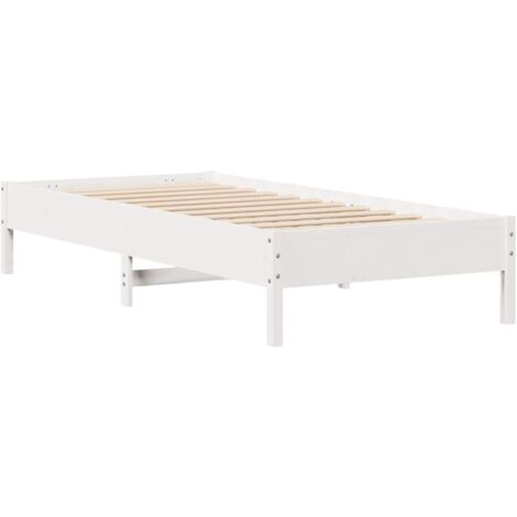 Lit simple en bois de pin blanc 75x190 cm vidaXL structure de couchage ...