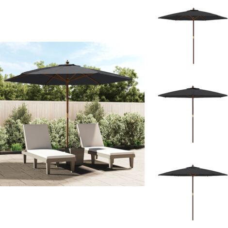 Parasol de jardin avec mât en bois noir 299x240 cm - Parasol De Jardin ...