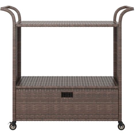 Chariot de bar avec tiroir Marron 100x45x97 cm Résine tressée - Chariot ...