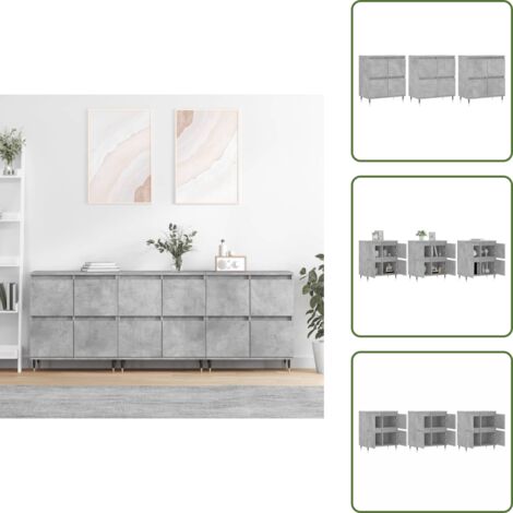 Buffets 3 pcs gris béton bois d'ingénierie - Buffet Classique - Meuble ...