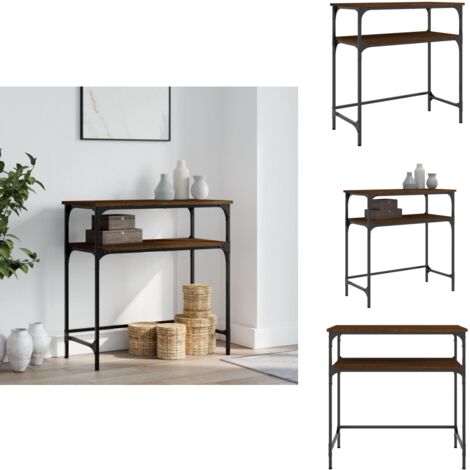 Table console chêne marron 75x35,5x75 cm bois d'ingénierie - Table ...