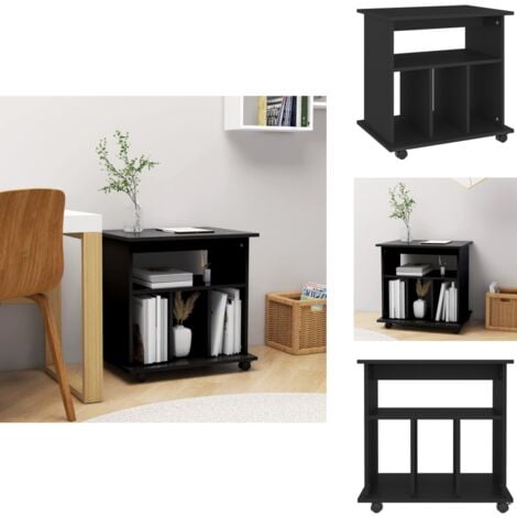 Armoire à roulettes Noir 60x45x60 cm Bois d’ingénierie - Meuble De ...