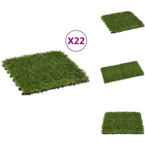 Carreaux de gazon artificiel 22 pcs Vert 30x30 cm - Gazon Artificiel - Carrelage Gazon - Pelouse ...