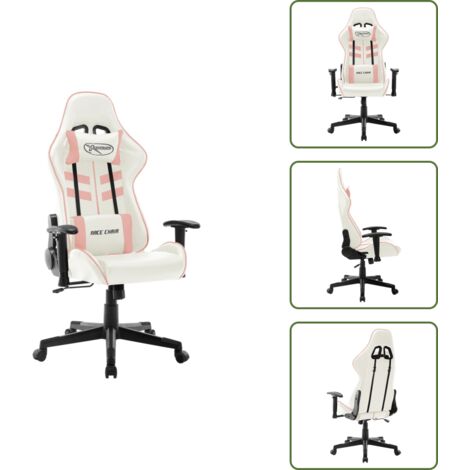 Chaise de jeu Blanc et rose Cuir artificiel - Chaise Gaming - Chaise ...