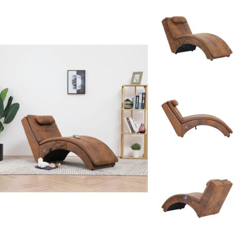 Chaise longue chauffante et massante marron avec coussin cervical ...