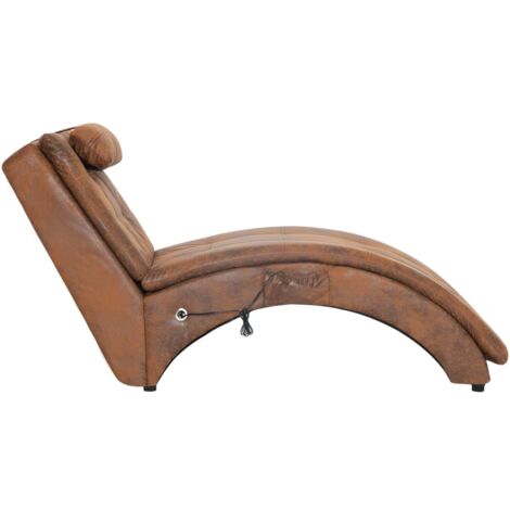 Chaise longue chauffante et massante marron avec coussin cervical ...