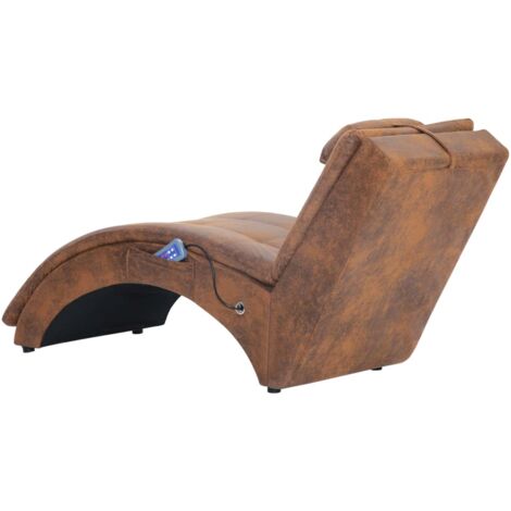 Chaise longue chauffante et massante marron avec coussin cervical ...