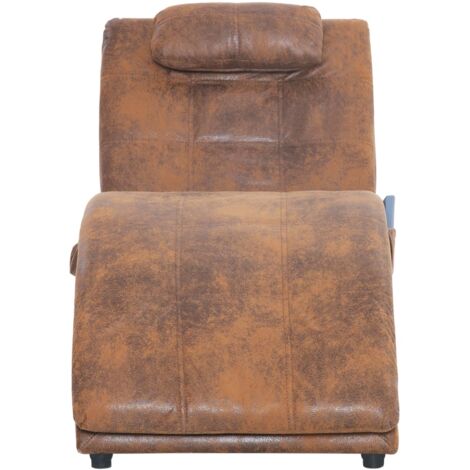 Chaise longue chauffante et massante marron avec coussin cervical ...