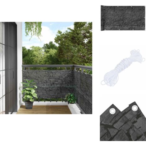 Écran d'intimité de balcon aspect pierre de rebord gris PVC - Brise Vue ...
