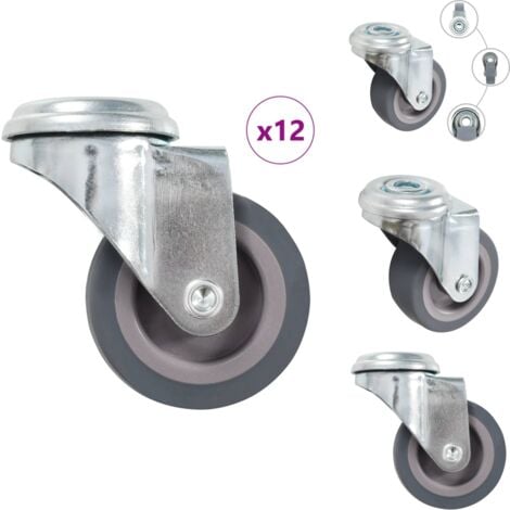 12 pcs Roulettes pivotantes à trou de boulon 50 mm - Roulette Pivotante ...