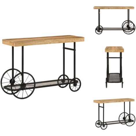 Table console 112x36x76 cm bois massif de manguier et fer - Table ...