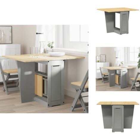 Table à manger papillon pliable Corona gris bois de pin massif - Table ...
