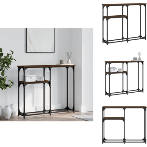 Table console chêne marron 90x22,5x75 cm bois d'ingénierie - Table ...