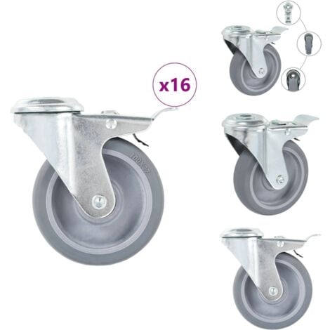 16 pcs Roulettes pivotantes à trou de boulon 100 mm - Roulette ...