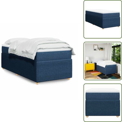 Pack lit complet 90x200 cm sommier lattes et matelas bleu contre mal ...