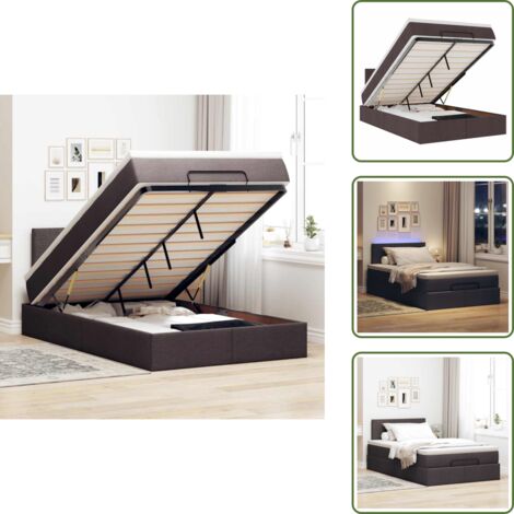 Lit ottoman avec matelas marron foncé 120x200 cm tissu - Lit Ottoman ...