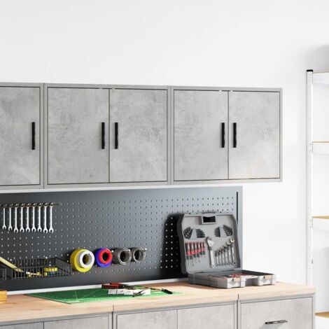 Armoires murales de garage 2 pcs gris béton bois d'ingénierie - Armoire ...